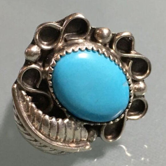 Navajo | Jewelry | Vintage Navajo Ring Large Turquoise Sterling Silver ...